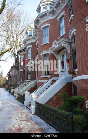 The iconic Mattoon Street Victorian Row House historic district in ...