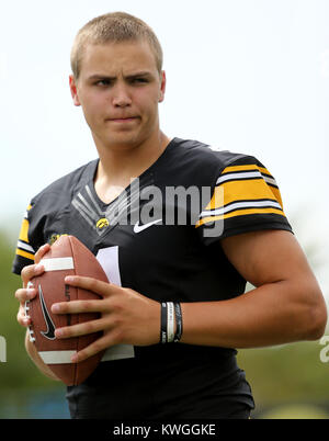 Iowa City, Iowa, USA. 5th Aug, 2017. Iowa quarterbacks Tyler Wiegers ...