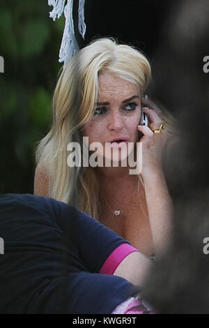 MIAMI BEACH, FL - MAY 22: The "Mean Girls" starlet Lindsay Lohan Stock ...