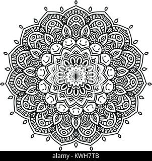 Hand Drawn Mandala Coloring Page with Detailed Patterns Stock Vector ...