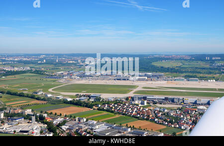 Aerial view of Stuttgart area with Stuttgart Airport (STR) on a sunny ...