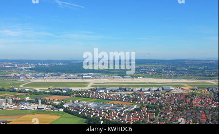 Aerial view of Stuttgart area with Stuttgart Airport (STR) on a sunny ...