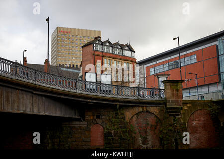 Manchester, England, from the River Irwell, showing the new buildings ...