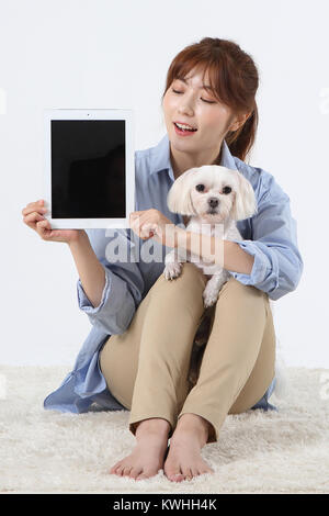 RF photo - woman single life with a companion pets 300 Stock Photo - Alamy