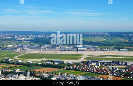 Aerial view of Stuttgart area with Stuttgart Airport (STR) on a sunny ...
