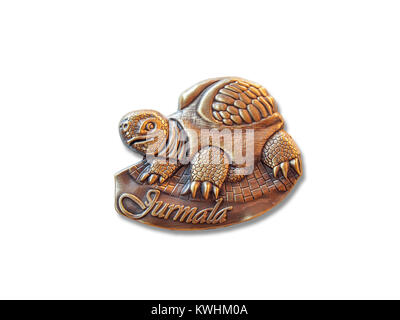 Riga (Latvia) souvenir refrigerator magnet isolated on white background ...