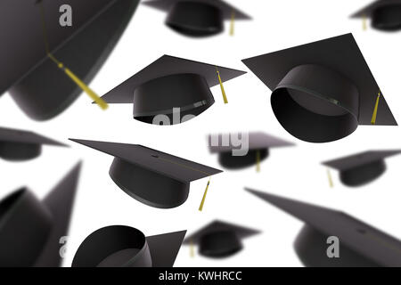 Collection of graduation caps. 3D Rendering Stock Photo - Alamy