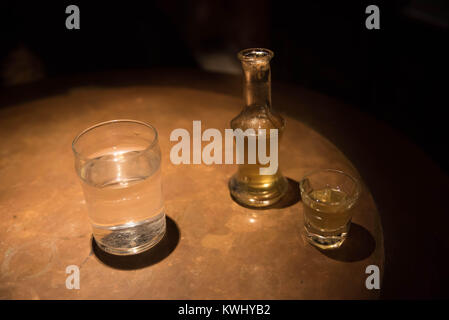 The traditional, strong, Cretan alcoholic drink called "raki" or ...