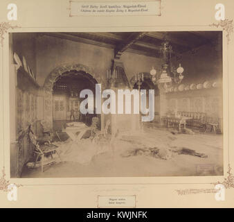 This image shows a Hungarian interior design scene from 1877, known as ...