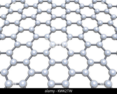 Graphene model hexagonal crystal lattice 3d render on white Stock Photo ...