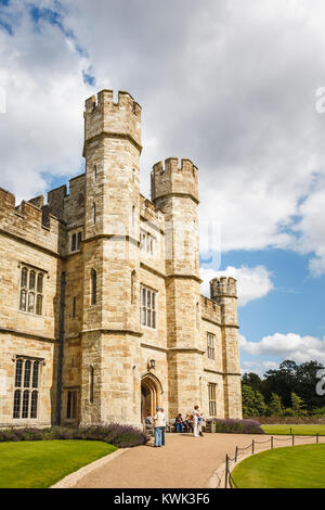Main entrance facade to Leeds Castle, near Maidstone, Kent, southeast ...