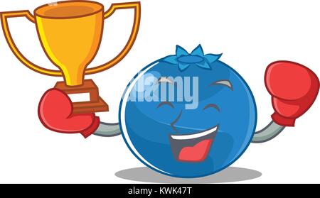 Boxing winner cartoon sweet blueberry character on white background ...