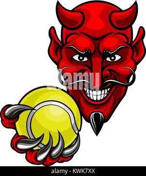 Devil Satan Tennis Ball Sports Mascot Cartoon Stock Vector Image & Art ...