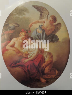 This artwork depicts the mythological scene of Jupiter and Antiope ...