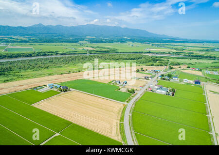 Ishikari Plain and Ishikari River, Bibai City, Hokkaido, Japan Stock ...