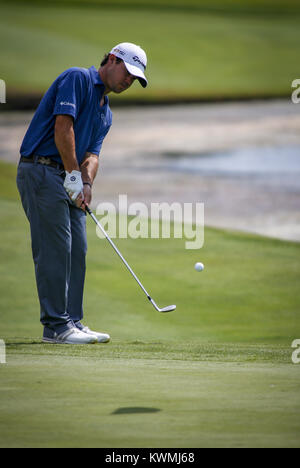 11 AUG 2016: Brian Harman watches his shot after teeing off at the ...