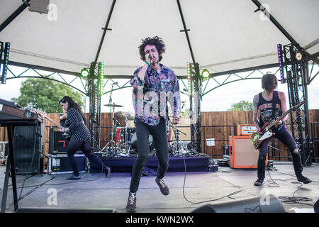 The English hard rock band Turbowolf performs a live concert at the ...
