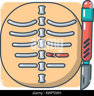 Rib fracture icon. Chest injury. Broken bones. Wounded rib cage ...