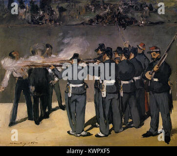‘L'exécution de Maximilien’ by Édouard Manet depicts the execution of ...
