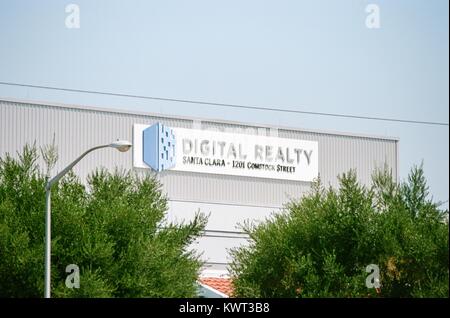 Digital Realty data center exterior with company logo sign on sunny day ...