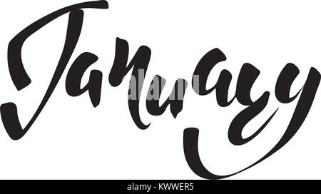 Hello January. Ink hand lettering. Modern brush calligraphy Stock ...