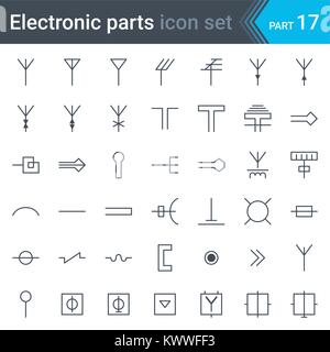 Set of radio components. Element for radio circuit. Object isolated on ...
