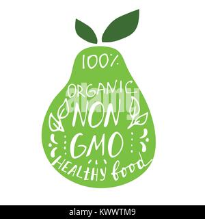 illustration with lettering text on pear background. Handwritten ...