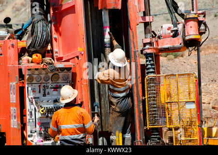 Exploration core drilling with Diamond drill rig in bush, surface gold ...