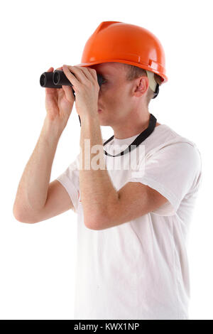 Male Architect Looking Through Binoculars Stock Photo - Alamy