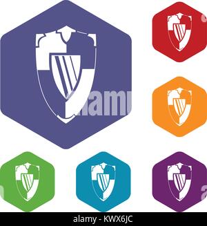 Shield icons set rhombus in different colors isolated on white ...