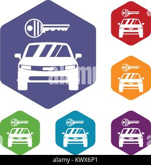Car icons set rhombus in different colors isolated on white background ...