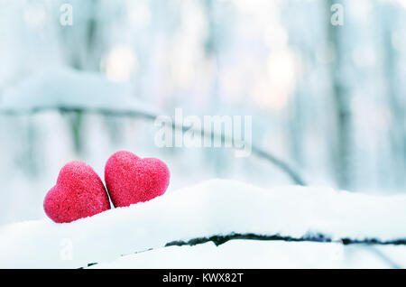Red heart on the snow. Background Valentines day , place for text, love ...