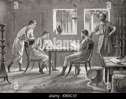 Ancient Greek historian Polybius c 200-c 118 BC working on the Polybius ...