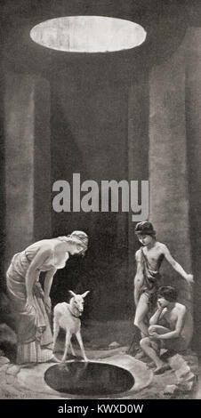 Ancient Rome, Romulus and Remus on the bank of the Tiber river, before ...