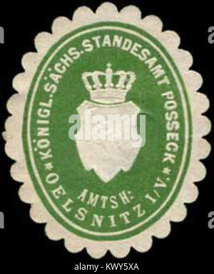A stamp from the Royal Saxon Civil Registry of Werda, part of the ...
