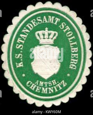 A stamp from the Royal Saxon Civil Registry of Werda, part of the ...