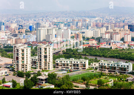 Ulaanbaatar also Ulan Bator aerial panoramic view from Zaisan Stock ...