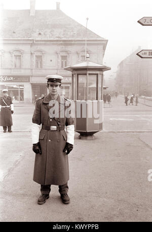 A 1962 photograph showing a police officer on duty at Glavni Trg in ...