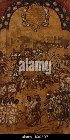 'La Conquista de México, Tabla VIII' by Miguel Gonzales depicts the ...