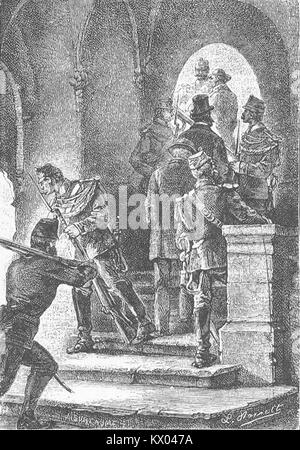 This illustration, 'Mathias Sandorf' by Léon Benett, is from the 19th ...