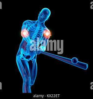 3D illustration showing human shoulder joint with bones and ligaments ...