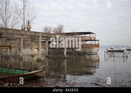 Zemun Quay (Zemunski Kej) in Belgrade, Serbia, on the Danube river ...
