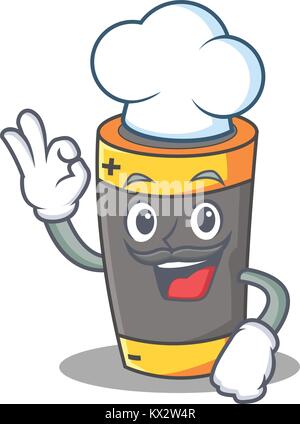 Chef with food battery mascot cartoon style Stock Vector Image & Art ...