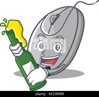 mouse and beer. cartoon vector illustration. funny cartoon rat vector ...