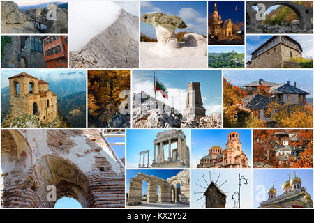 Collage of Bulgarian landmarks, iconic places and popular travel ...
