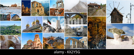 Collage of Bulgarian landmarks, iconic places and popular travel ...