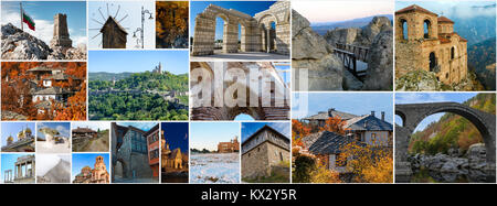 Collage of Bulgarian landmarks, iconic places and popular travel ...