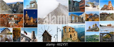 Collage of Bulgarian landmarks, iconic places and popular travel ...