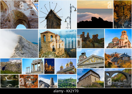 Collage of Bulgarian landmarks, iconic places and popular travel ...