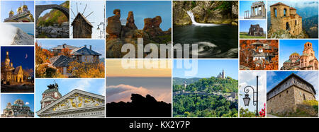 Collage of Bulgarian landmarks, iconic places and popular travel ...